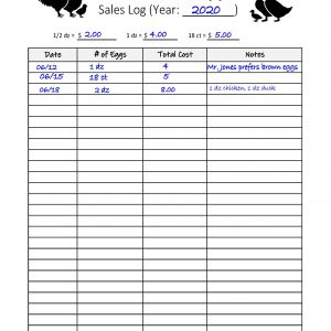 Farm Fresh Eggs Sales Log PRINTABLE » Walking in High Cotton